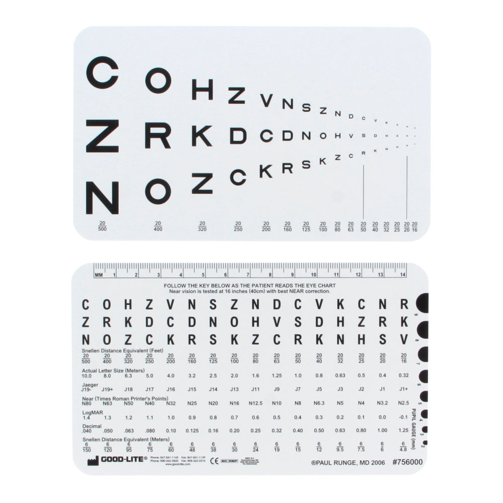 Runge Pocket Test Card - Sloan Letters – Optego Singapore