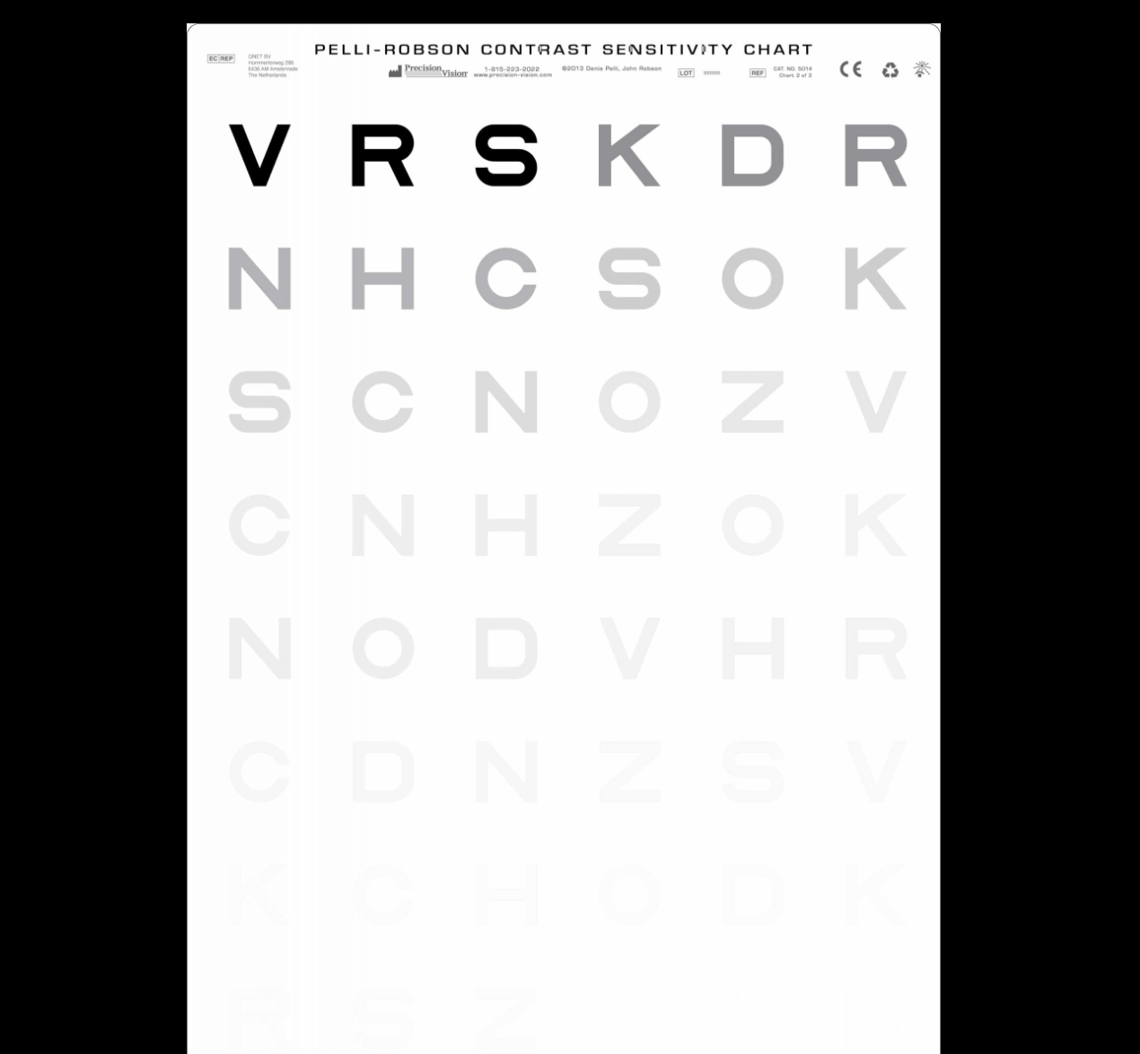Pelli-Robson Contrast Sensitivity Chart Set – Optego Singapore