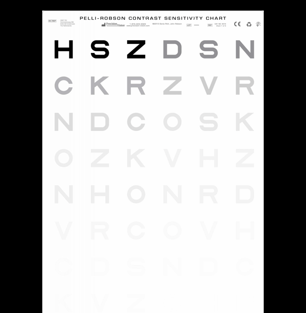 Pelli-Robson Contrast Sensitivity Chart #1 – Optego Singapore